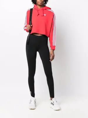 Adidas Trefoil-detail Cropped Hoodie