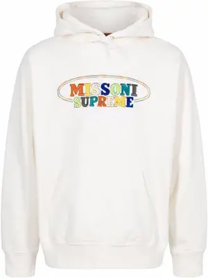 Supreme X Missoni Embroidered Logo Hoodie Fw21 - White