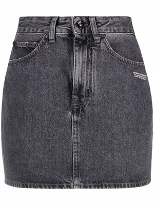 Off-White Logo-print Denim Skirt - Grey