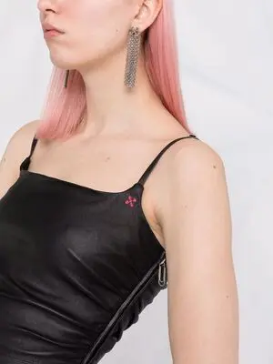 Off-White Side Zip Detail Stretch Dress