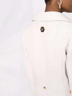 Philipp Plein Studded Biker Jacket - White