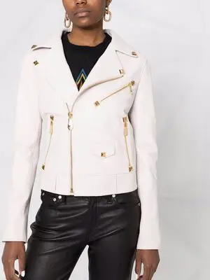 Philipp Plein Studded Biker Jacket - White