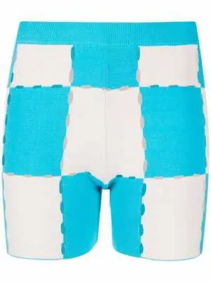 Jacquemus Patchwork Check Shorts - Blue