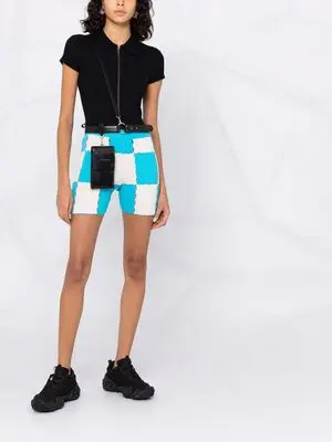 Jacquemus Patchwork Check Shorts - Blue