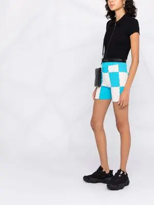 Jacquemus Patchwork Check Shorts - Blue