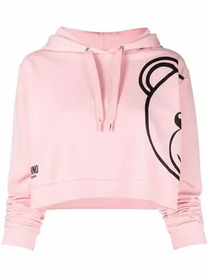 Moschino Teddy Bear Cropped Hoodie - Pink