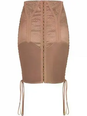 Dolce & Gabbana Lace-up Satin Miniskirt - Brown