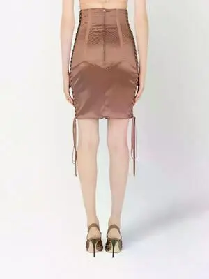 Dolce & Gabbana Lace-up Satin Miniskirt - Brown