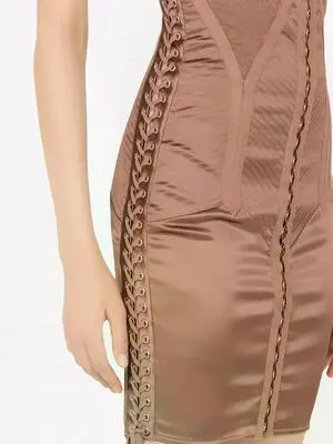 Dolce & Gabbana Lace-up Satin Miniskirt - Brown