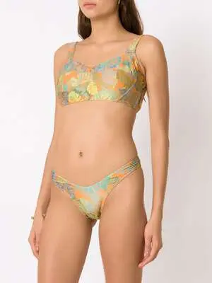 AMIR SLAMA Palm Leaf Print Bikini