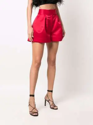STYLAND High-waisted Satin Shorts - Red