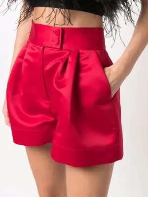 STYLAND High-waisted Satin Shorts - Red