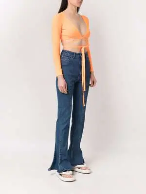 MSGM Wrap Knitted Crop Top - Orange