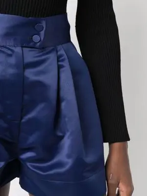 STYLAND High-waisted Satin Shorts - Blue