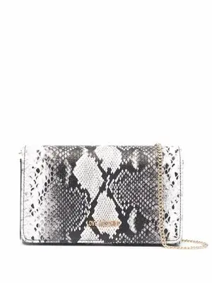 Moschino Logo Plaque Snakeskin Print Crossbody