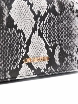 Moschino Logo Plaque Snakeskin Print Crossbody