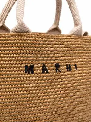 Marni Raffia-effect Tote Bag - Brown