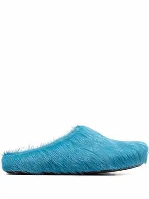 Marni Fussbet Sabot Calf-hair Mules - Blue