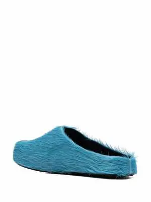 Marni Fussbet Sabot Calf-hair Mules - Blue