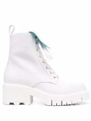 CHIARA FERRAGNI Logo-embossed Lace-up Boots - White