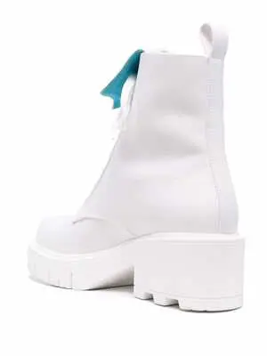 CHIARA FERRAGNI Logo-embossed Lace-up Boots - White