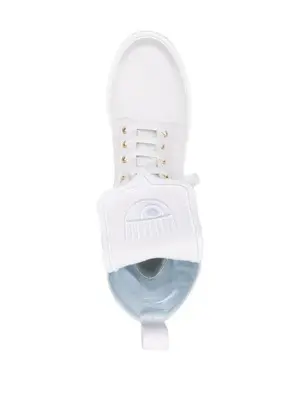 CHIARA FERRAGNI Logo-embossed Lace-up Boots - White