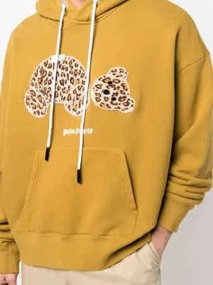 Palm Angels Leopard Bear Drawstring Hoodie