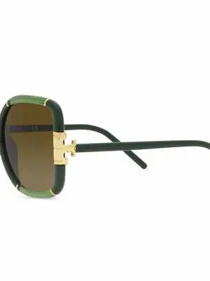 Tory Burch Logo-hinge Square-frame Sunglasses