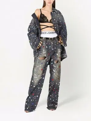 Dolce & Gabbana Rhinestone-embellished Denim Jacket