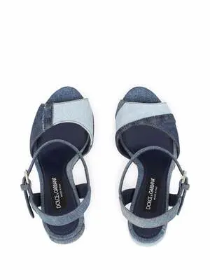 Dolce & Gabbana 145mm Patchwork-denim Platform Sandals