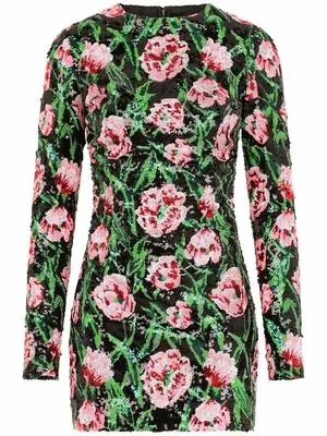 Dolce & Gabbana Sequin-embellished Floral-patterned Mini Dress - Black
