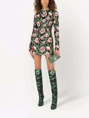 Dolce & Gabbana Sequin-embellished Floral-patterned Mini Dress