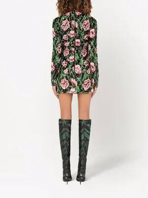 Dolce & Gabbana Sequin-embellished Floral-patterned Mini Dress