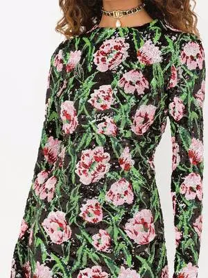 Dolce & Gabbana Sequin-embellished Floral-patterned Mini Dress