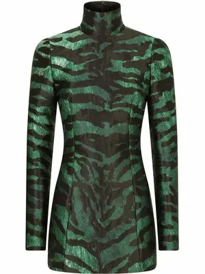 Dolce & Gabbana Tiger Print Jacquard Long-sleeve Dress