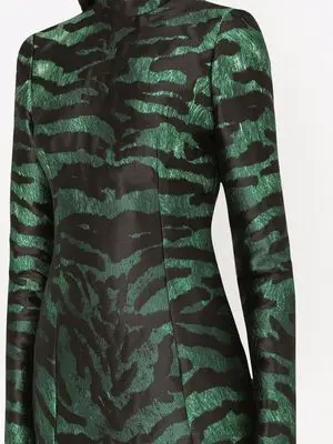 Dolce & Gabbana Tiger Print Jacquard Long-sleeve Dress