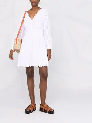 Michael Kors Broderie Anglaise Cotton Dress - White