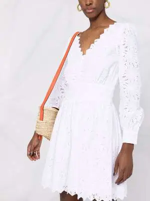 Michael Kors Broderie Anglaise Cotton Dress - White
