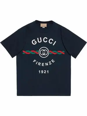 Gucci Firenze 1921 Cotton T-Shirt - Blue | Editorialist