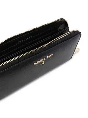 Patrizia Pepe Pebble-leather Continental Wallet - Black
