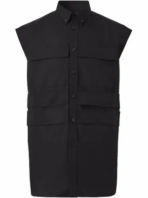 Burberry Sleeveless Button-down Shirt - Black
