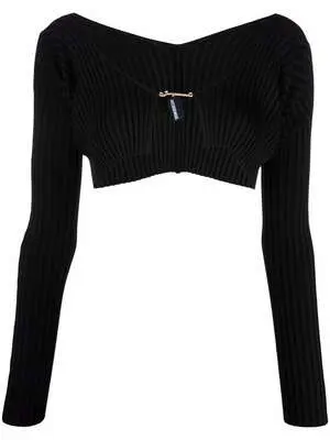 Jacquemus La Maille Pralu Cropped Cardigan - Black