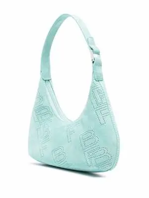 By Far Amber Perforated Logo Shoulder Bag - Blue