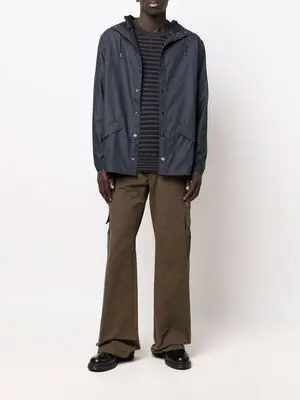 Rains Drawstring-hooded Buttoned Rain Jacket - Blue
