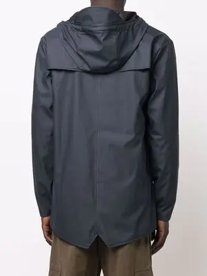 Rains Drawstring-hooded Buttoned Rain Jacket - Blue