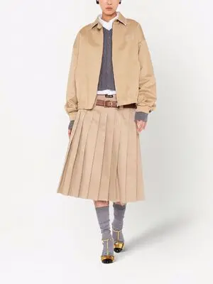 Miu Miu Oversized Cotton Blouson Jacket - Neutrals