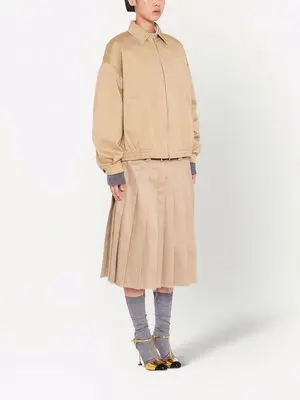 Miu Miu Oversized Cotton Blouson Jacket - Neutrals