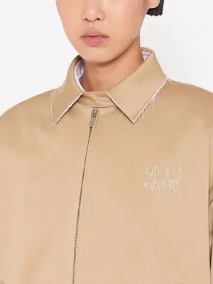 Miu Miu Oversized Cotton Blouson Jacket - Neutrals
