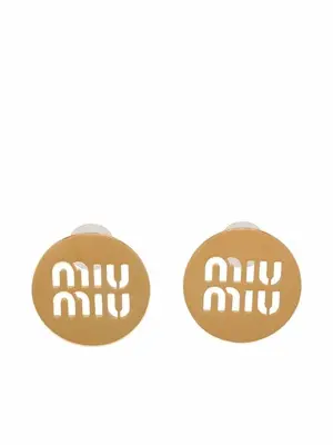 Miu Miu Logo Earrings - Gold
