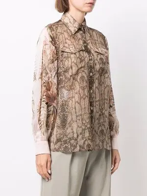Alberta Ferretti Snake-print Silk Shirt